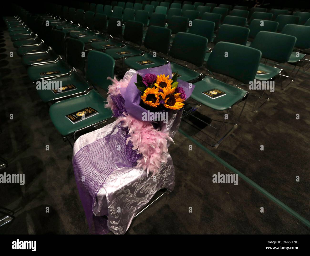 A seat for Hadiya Pendleton is decorated before graduation ceremonies ...