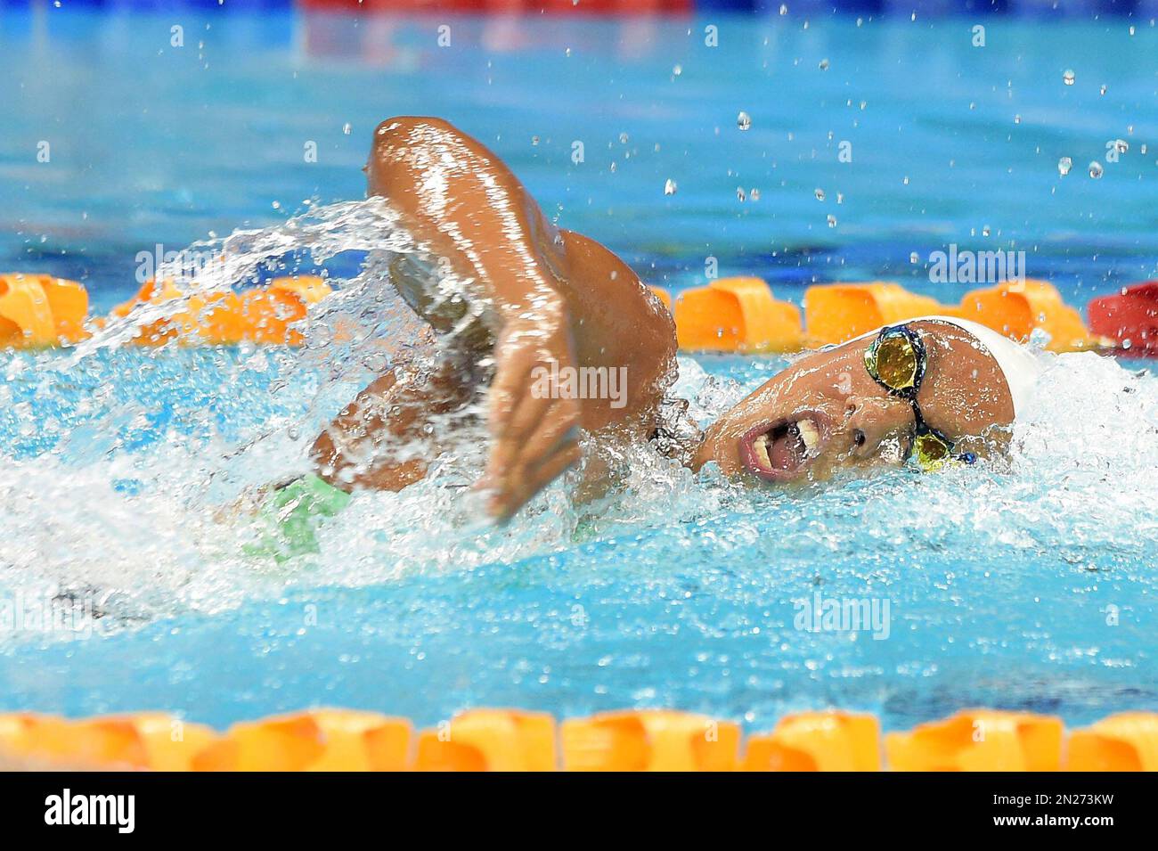 Jasmine Alkhadi of Philippines swims in the women's 200-meter freestyle ...