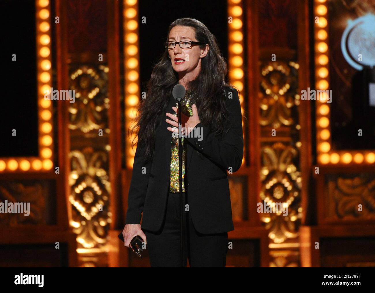 Paule Constable accepts the award for best lighting design of a play ...