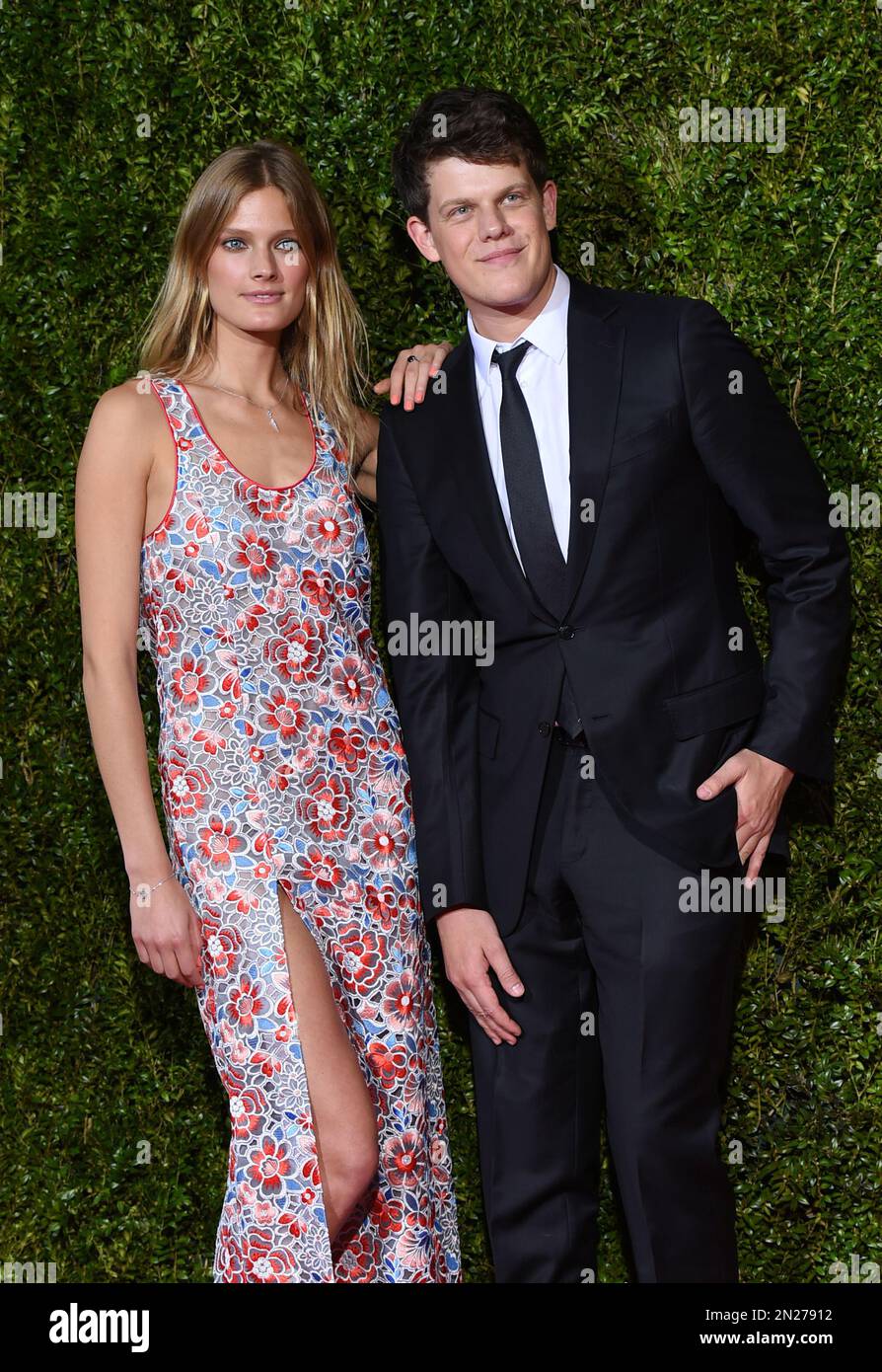 Constance Jablonski, left, and Wes Gordon arrive at the 69th annual ...