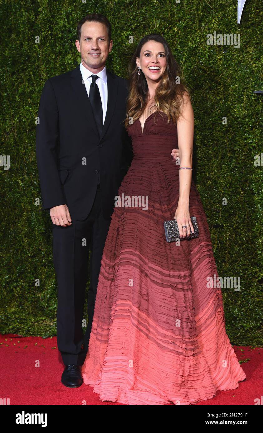 Ted Griffin, left, and Sutton Foster arrives at the 69th annual Tony ...