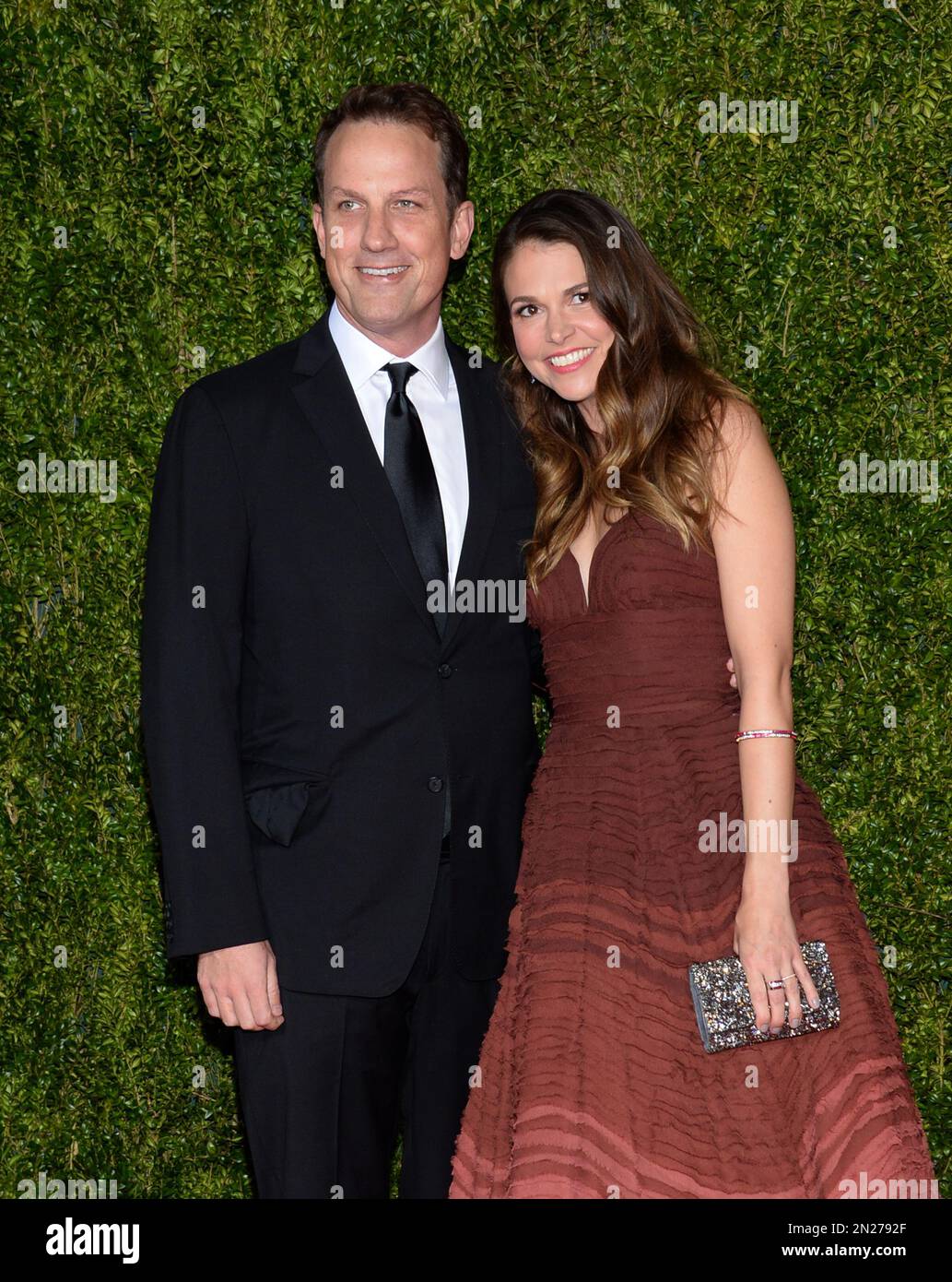 Ted Griffin, left, and Sutton Foster arrives at the 69th annual Tony ...