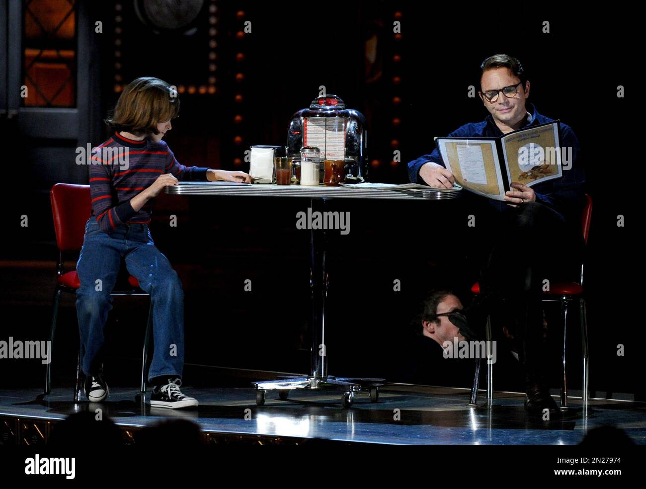 Sydney Lucas, left and Michael Cerveris of the cast of "Fun Home ...