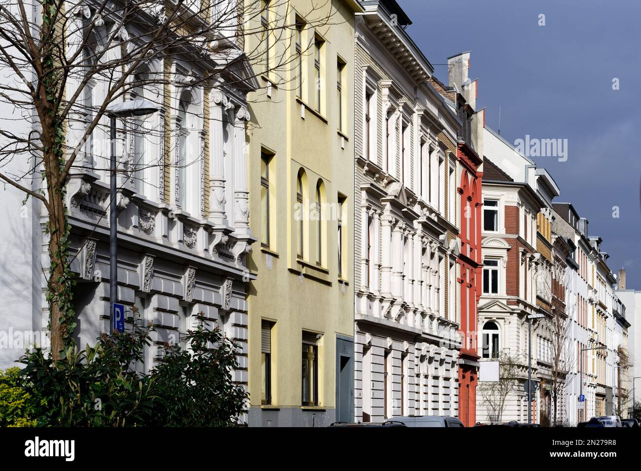 typical row of houses with buildings from the end of the 19th century ...