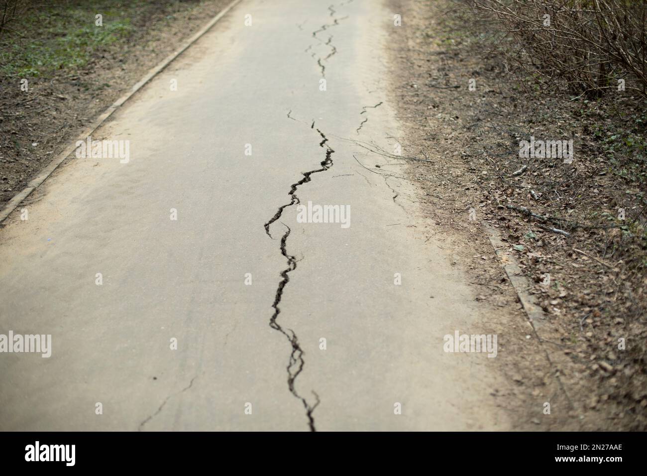 Crack in asphalt. Road with defect. Cracked surface Stock Photo - Alamy