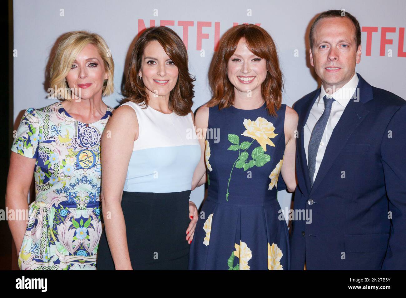 Jane Krakowski, from left, Tina Fey, Ellie Kemper and Robert Carlock ...