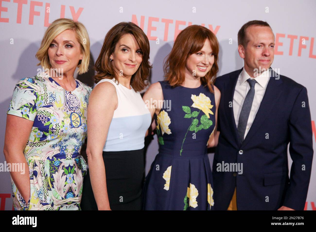 Jane Krakowski, from left, Tina Fey, Ellie Kemper and Robert Carlock ...