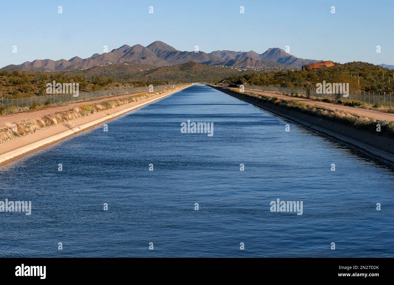 The Central Arizona Project (CAP) canal cuts through the desert, Friday ...