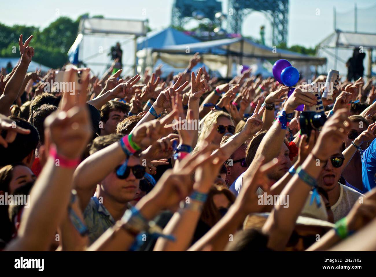 Concert goers on the grounds of The Governors Ball Music Festival at ...