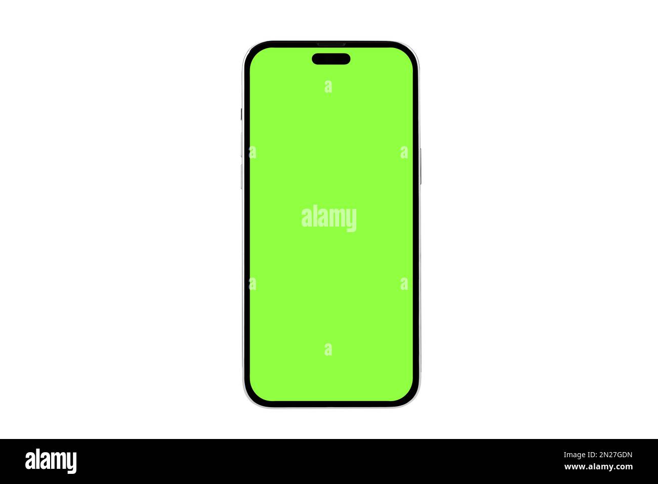 Mobile Phone with chroma key isolated mockup iPhone in white background ...