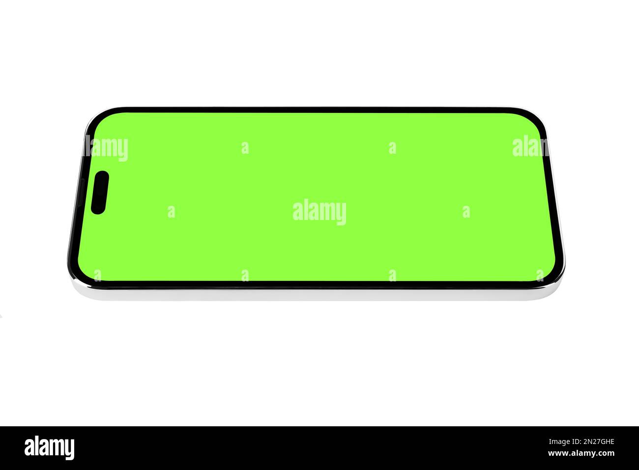 Mobile Phone with chroma key isolated mockup iPhone in white background ...