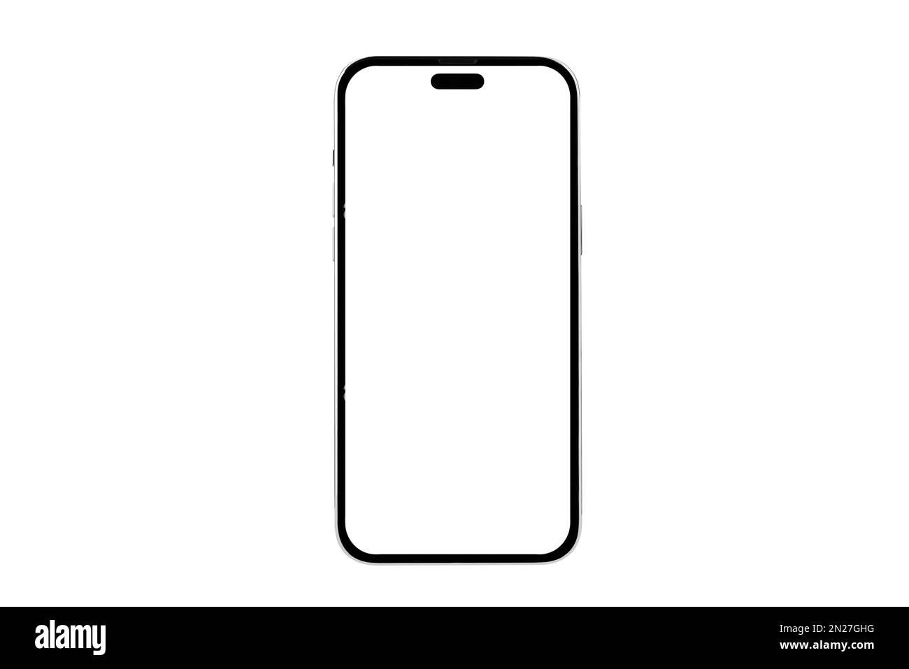 Smartphone iPhone Mockup Black Frameless With a White Screen, Based on ...