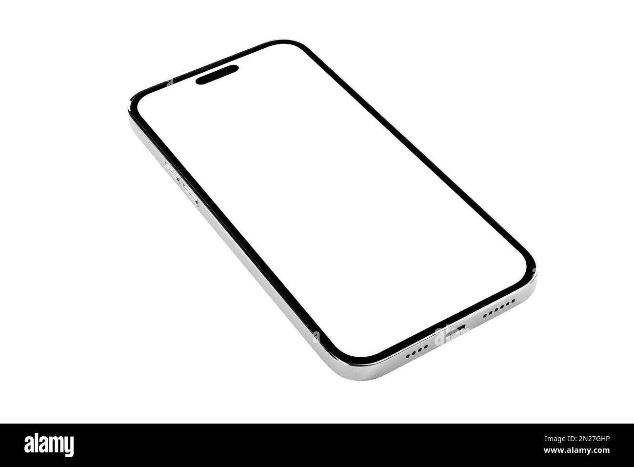Smartphone iPhone Mockup Black Frameless With a White Screen, Based on ...