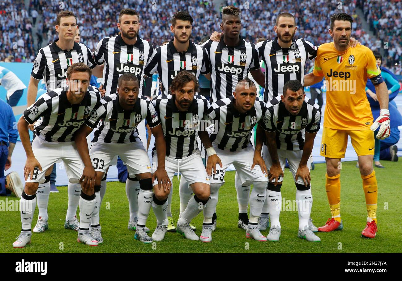 Juventus pose for a team group before the Champions League final soccer ...
