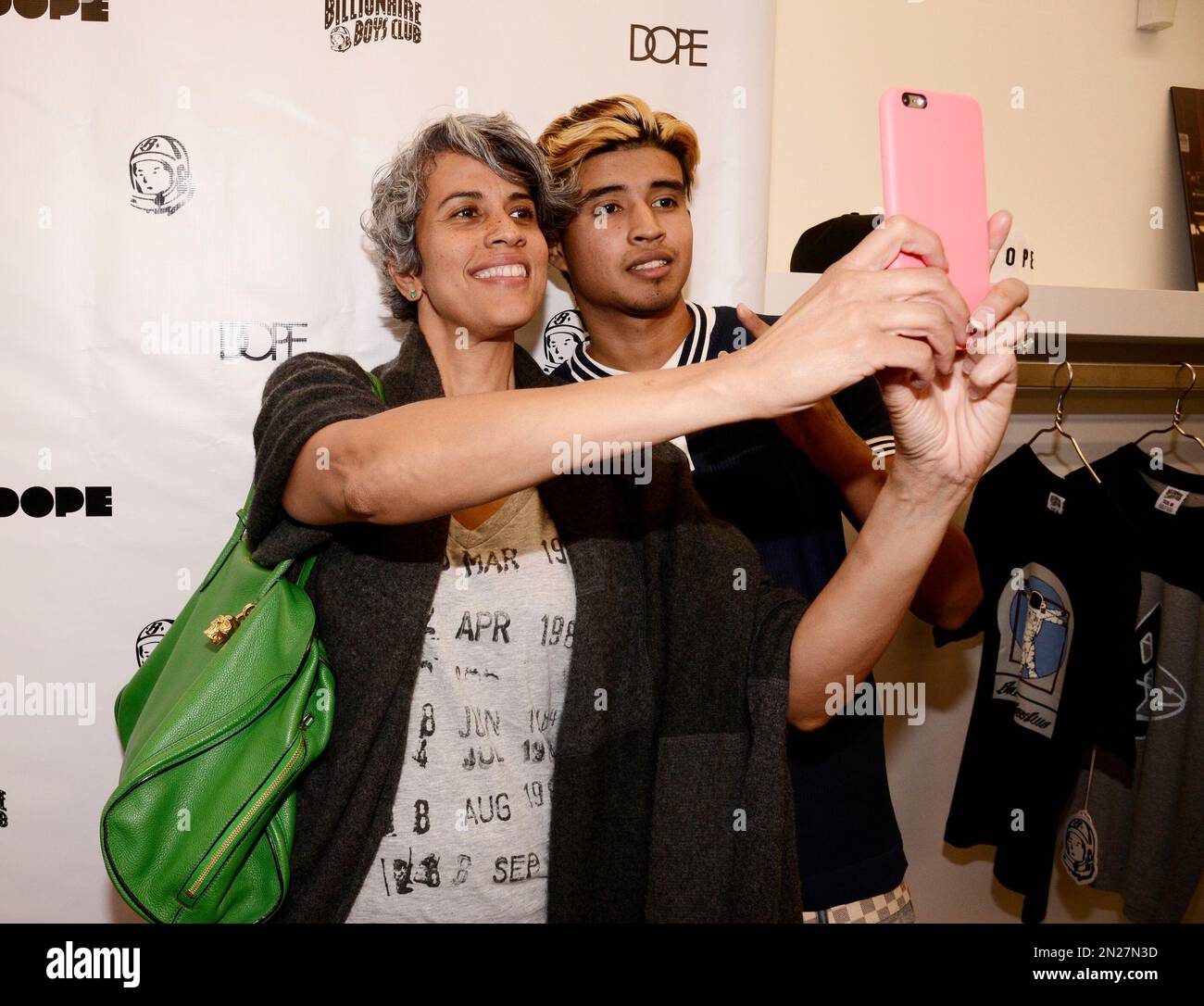 EXCLUSIVE - Co-Producer Mimi Valdes and Kap G seen at the DOPE Pop-up in LA w/ DOPE Clothing and ...