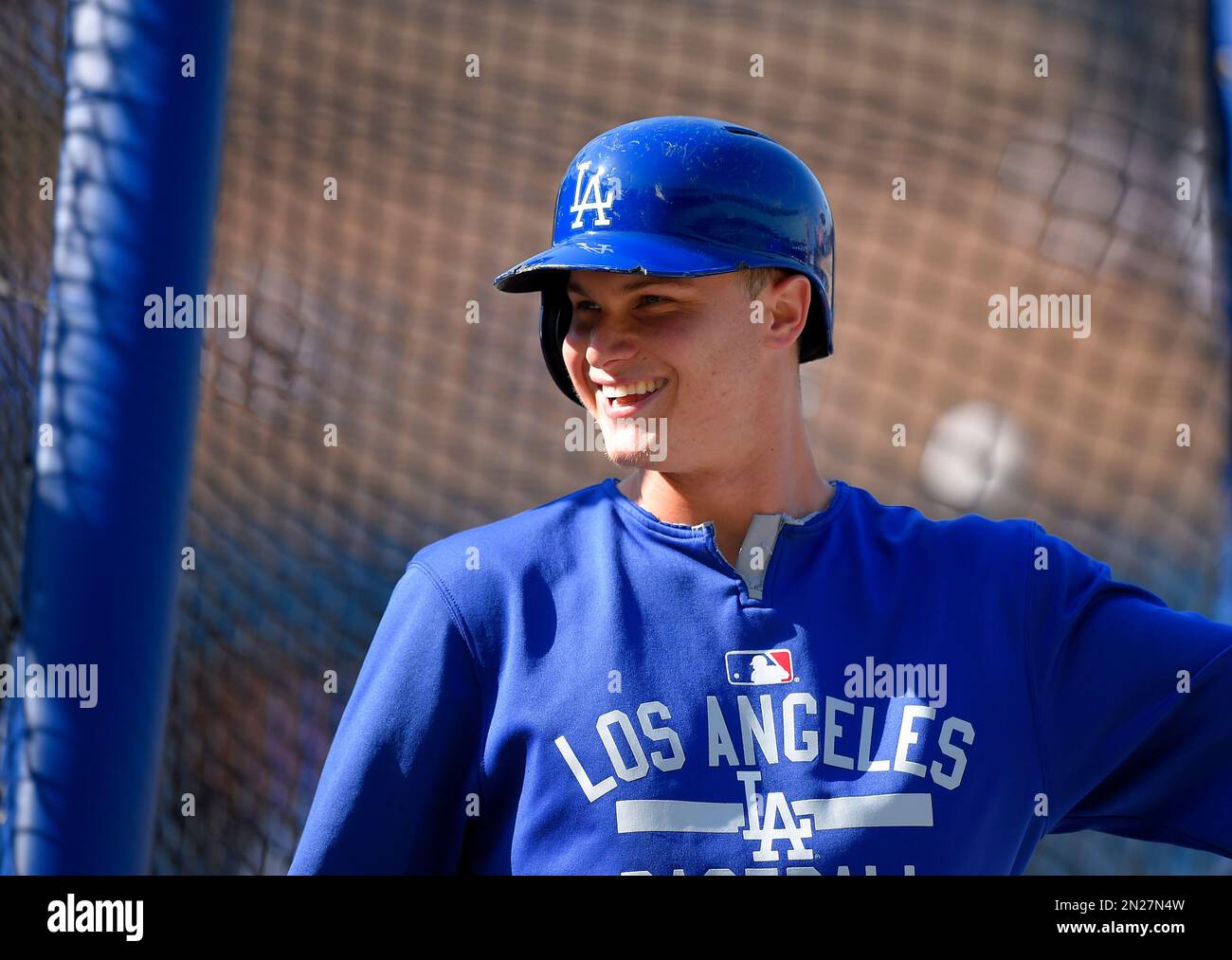 Los Angeles Dodgers' Joc Pederson smiles prior to a baseball game ...