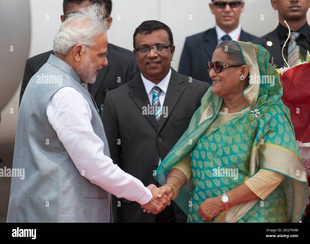 Bangladesh’s Prime Minister Sheikh Hasina shakes hand with Indian Prime ...