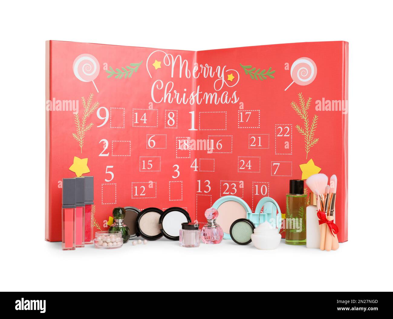 Christmas advent calendar with different cosmetics and perfumes ...