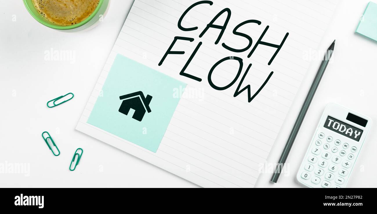 Hand writing sign Cash Flow. Business approach Movement of the money in ...