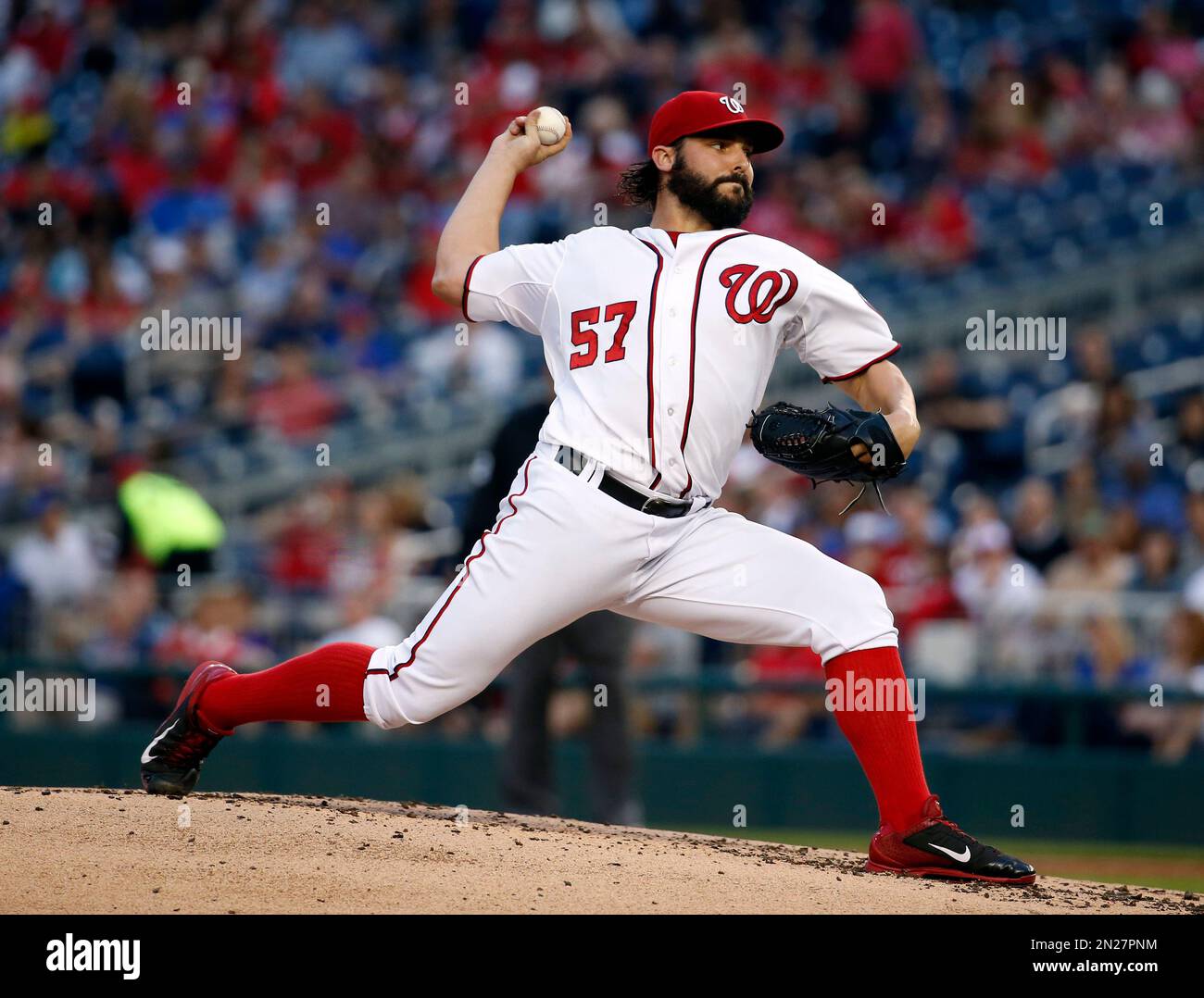 Washington Nationals relief pitcher Tanner Roark (57) throws during the ...