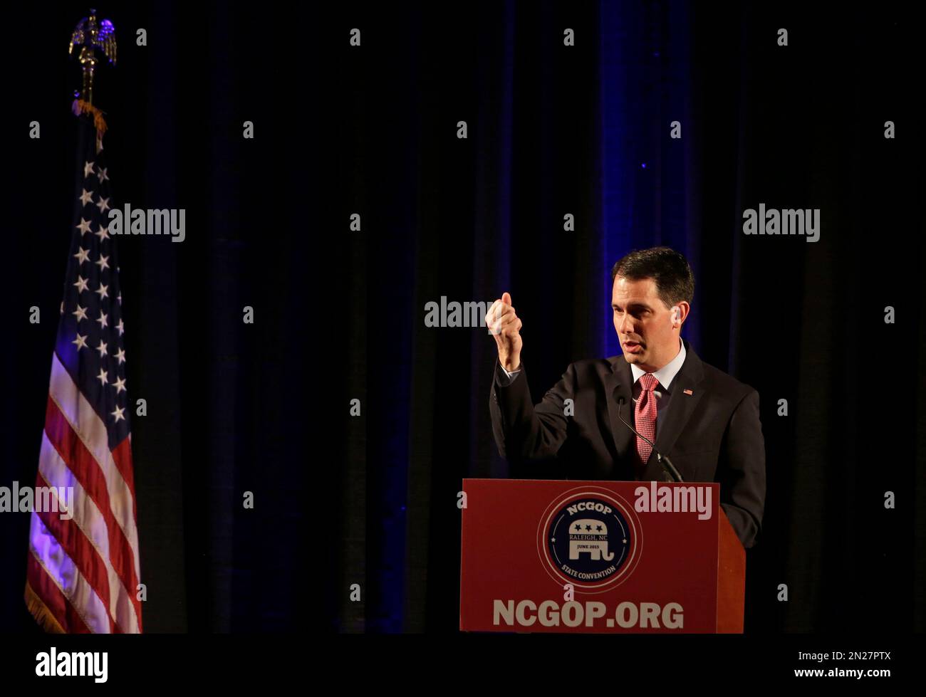 Wisconsin Gov. Scott Walker delivers comments during the North Carolina ...