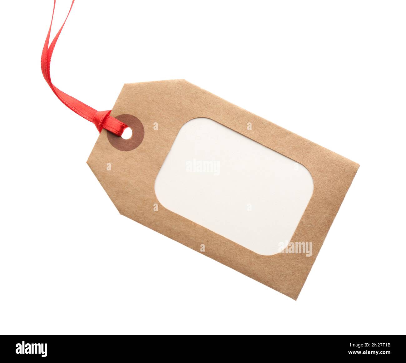 Cardboard gift tag with space for text isolated on white Stock Photo ...