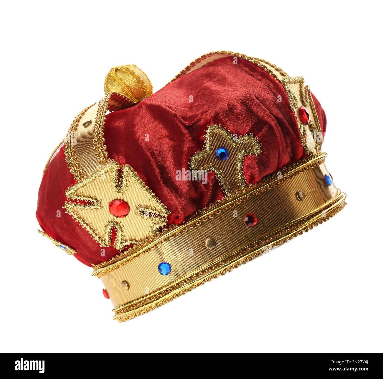 Beautiful velvet crown on white background. Fantasy item Stock Photo ...