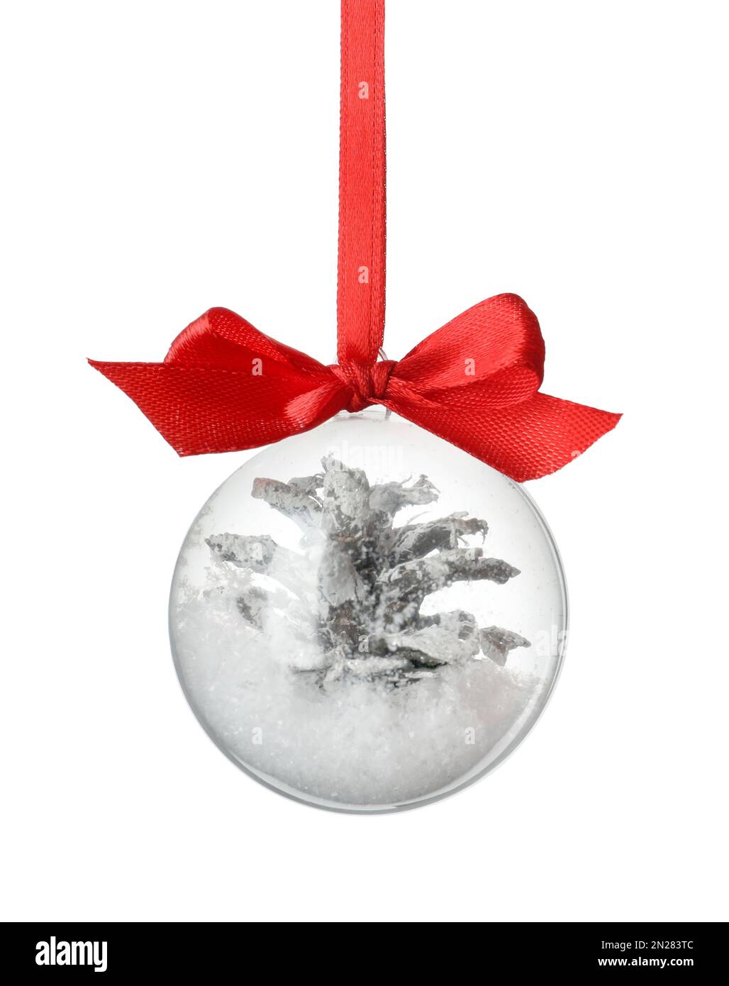 Decorative snow globe hanging on white background Stock Photo - Alamy