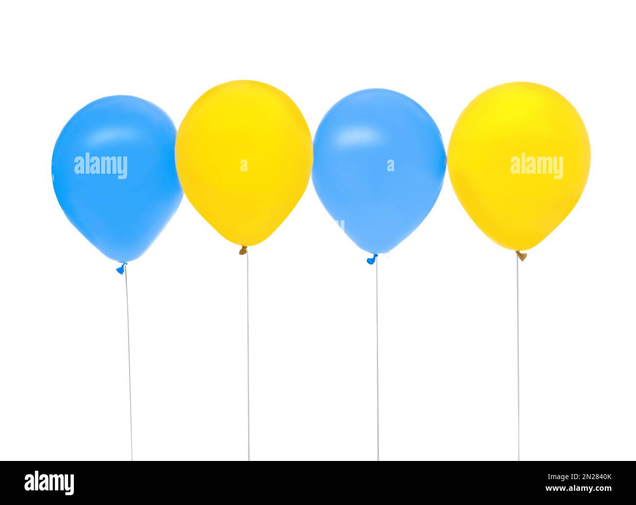 Four balloons in colors of Ukrainian flag on white background Stock ...