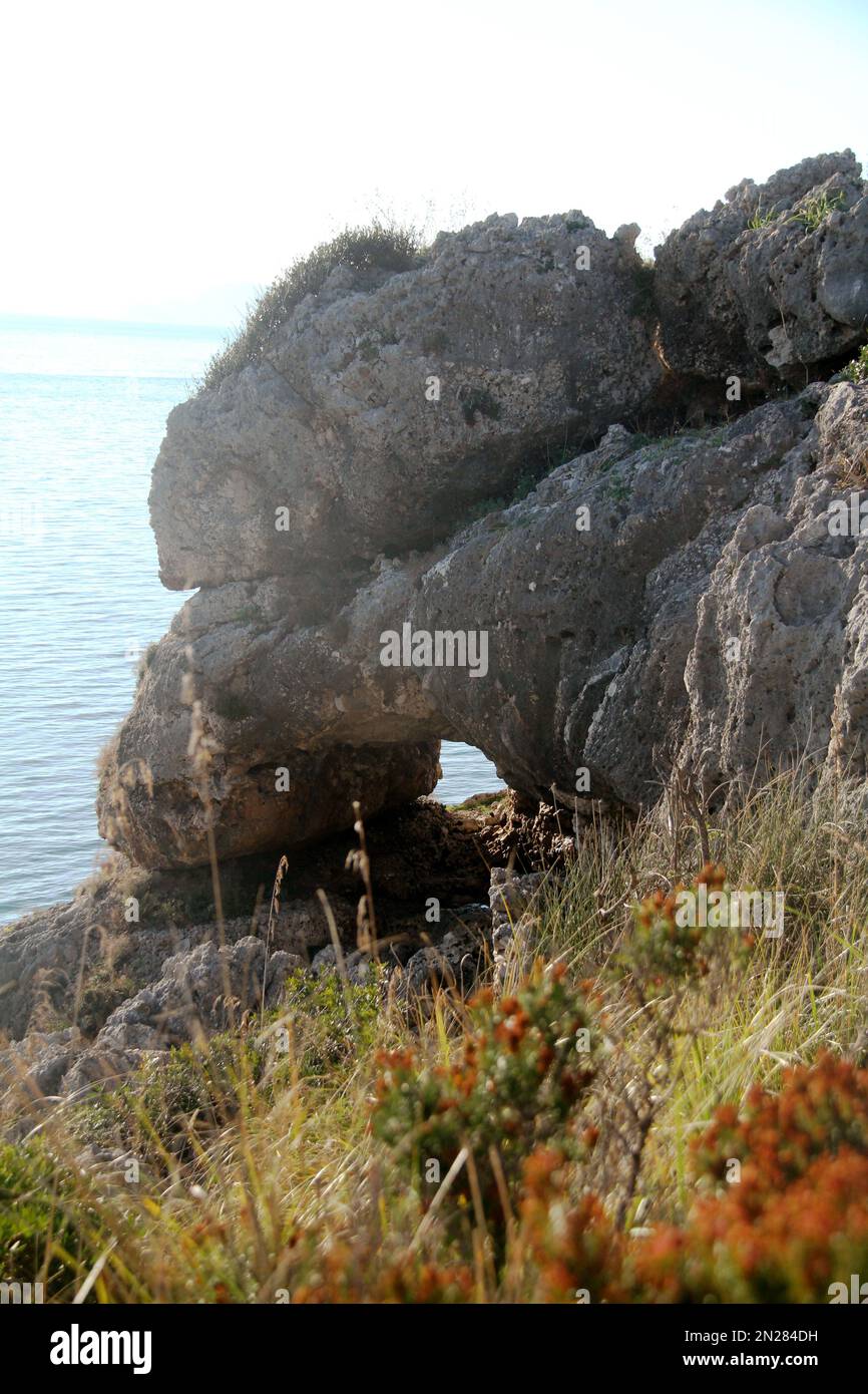 Formia, Italy. View of the pristine coast of the Mediterranean Sea at ...