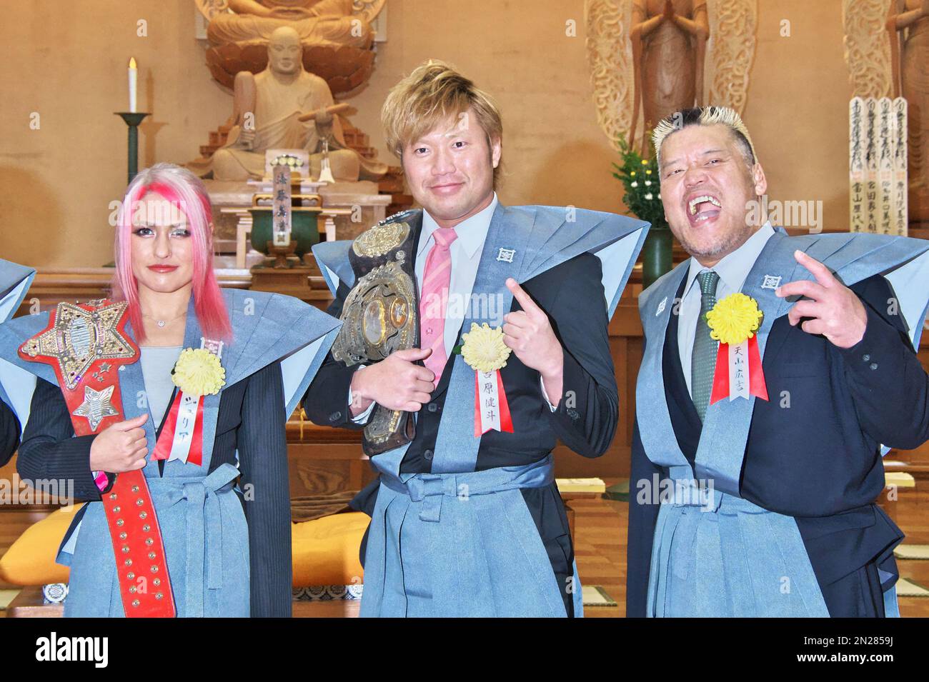 (L-R)Professional wrestlers, World of Stardom Champion, Giulia of World ...