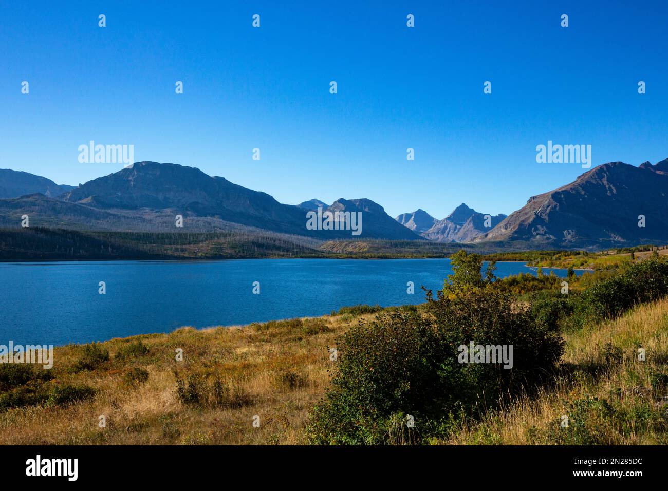 View from Two Dog Flats pull out along Going to the Sun Road across St ...