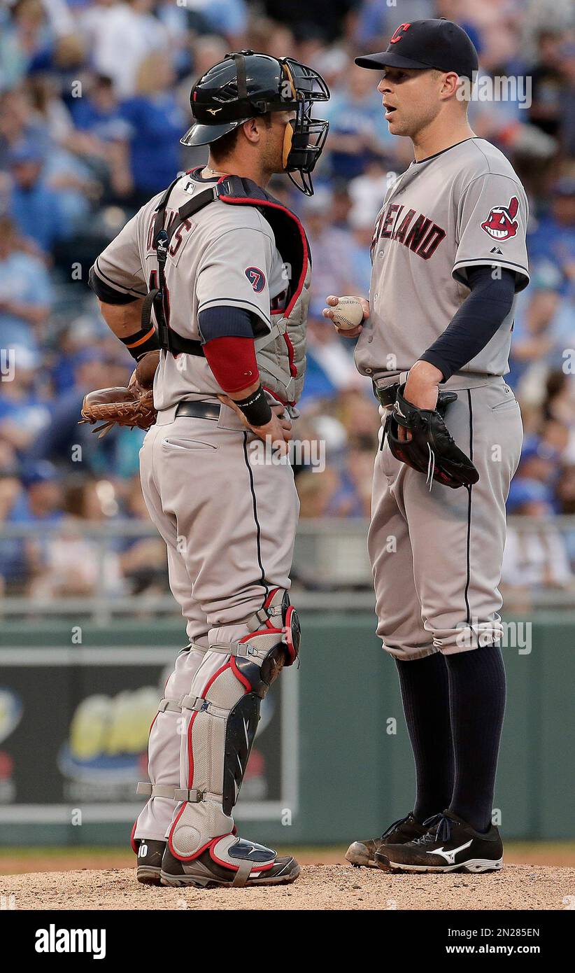 Cleveland Indians catcher Yan Gomes and starting pitcher Corey Kluber ...