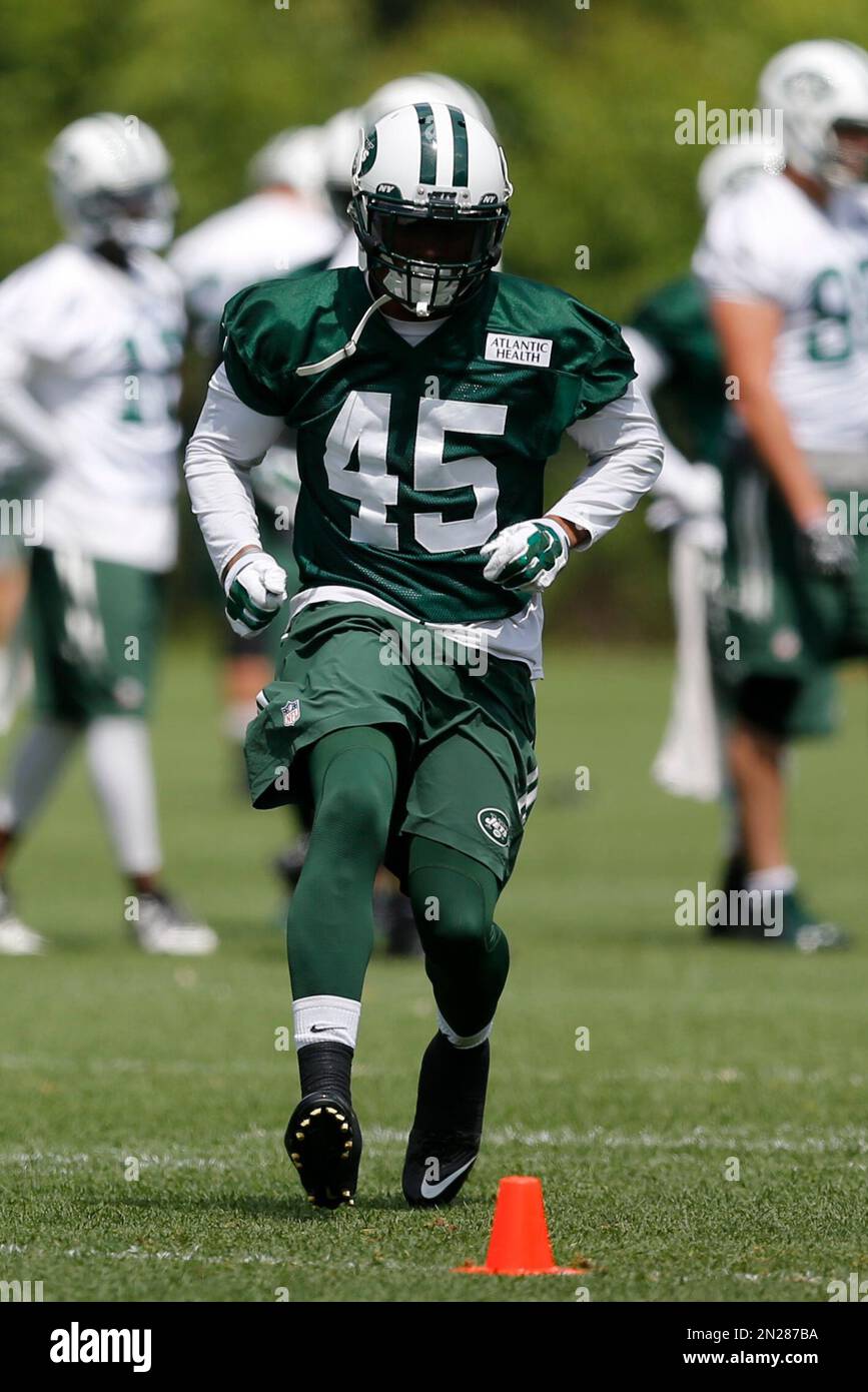 New York Jets defensive back Rontez Miles runs a route during organized ...