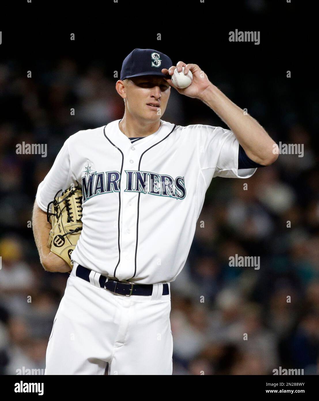 Seattle Mariners starting pitcher Mike Montgomery in action against the ...