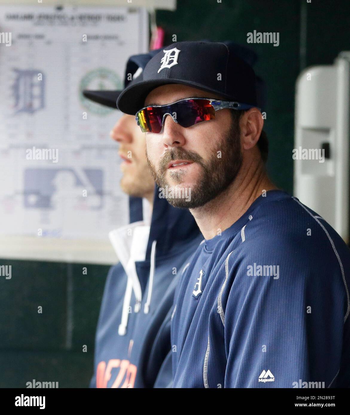 Detroit Tigers Starting Pitcher Justin Verlander Is Seen In The Dugout