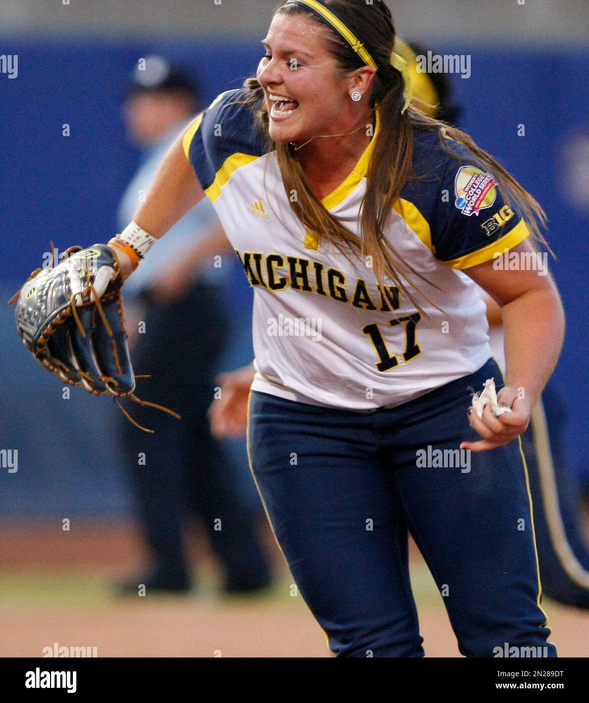 Michigan starting pitcher Haylie Wagner celebrates after Michigan ...