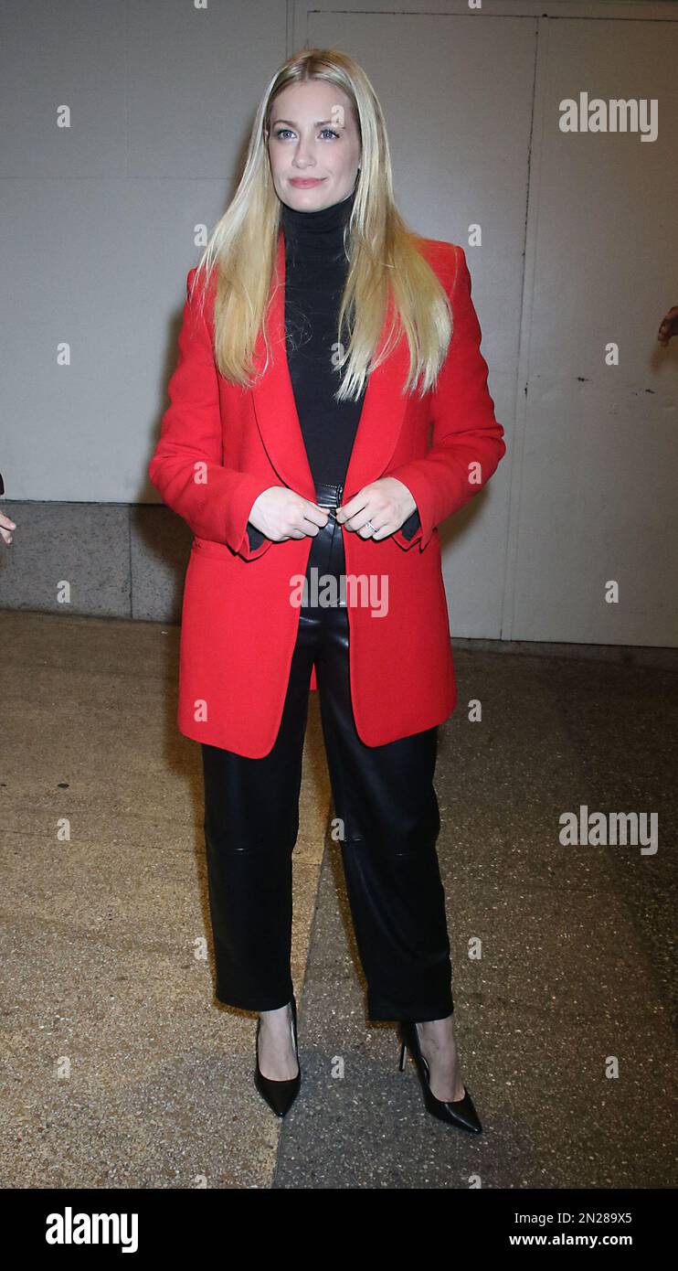 Beth Behrs in a bright red blazer at ‘CBS Morning’ in New York City ...