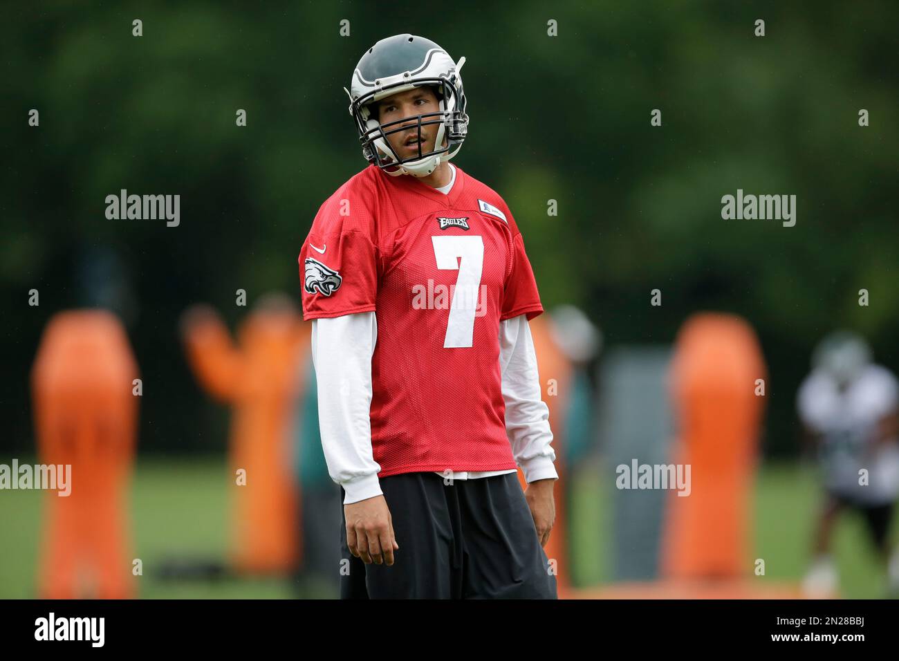 Philadelphia Eagles quarterback Sam Bradford looks on during organized ...