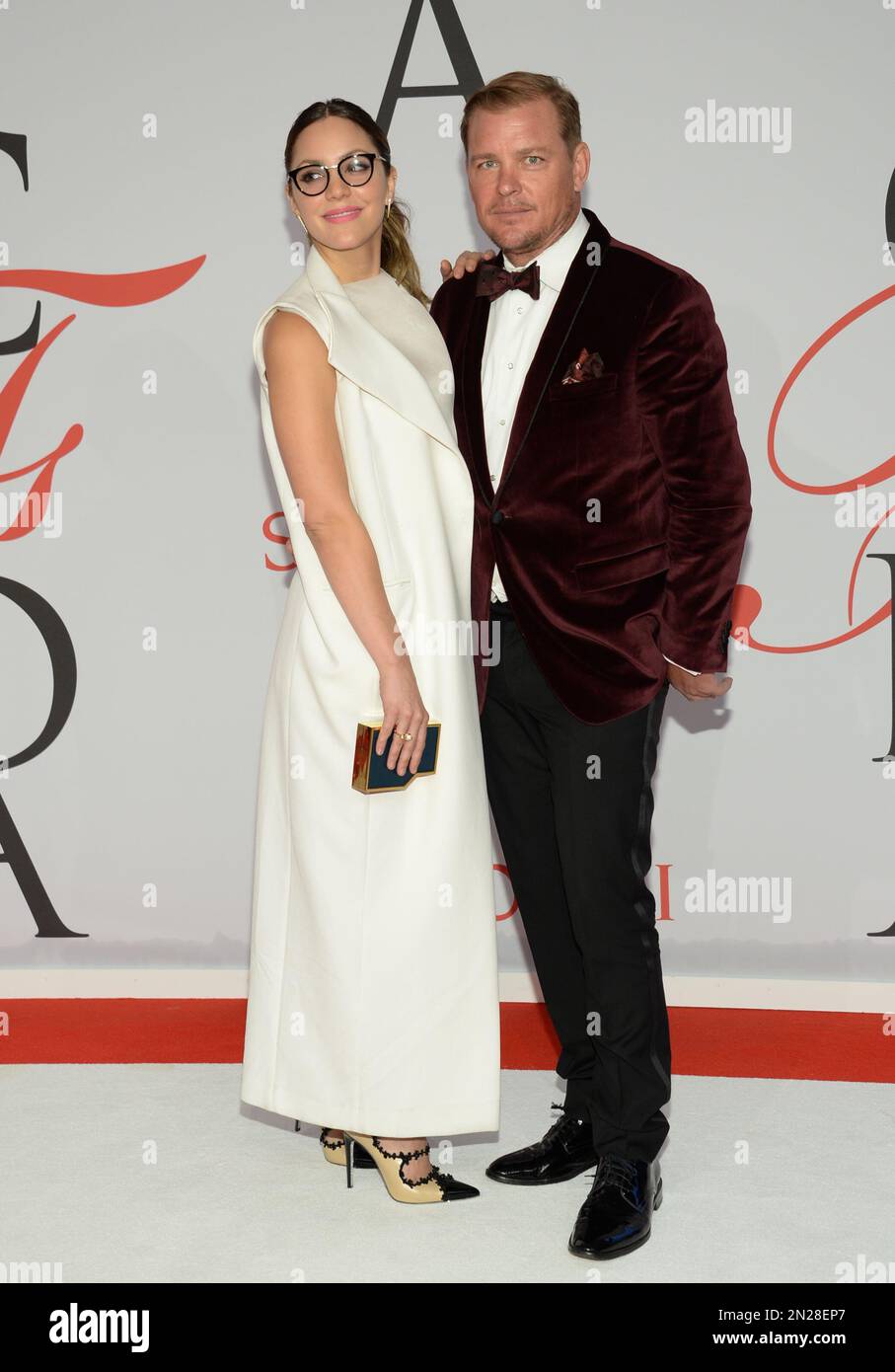 Katharine McPhee and Shane Baum arrive at the 2015 CFDA Fashion Awards at Alice Tully Hall on ...