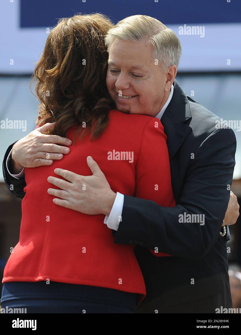 Sen. Lindsey Graham, R-S.C., right, hugs his sister Darline Graham ...