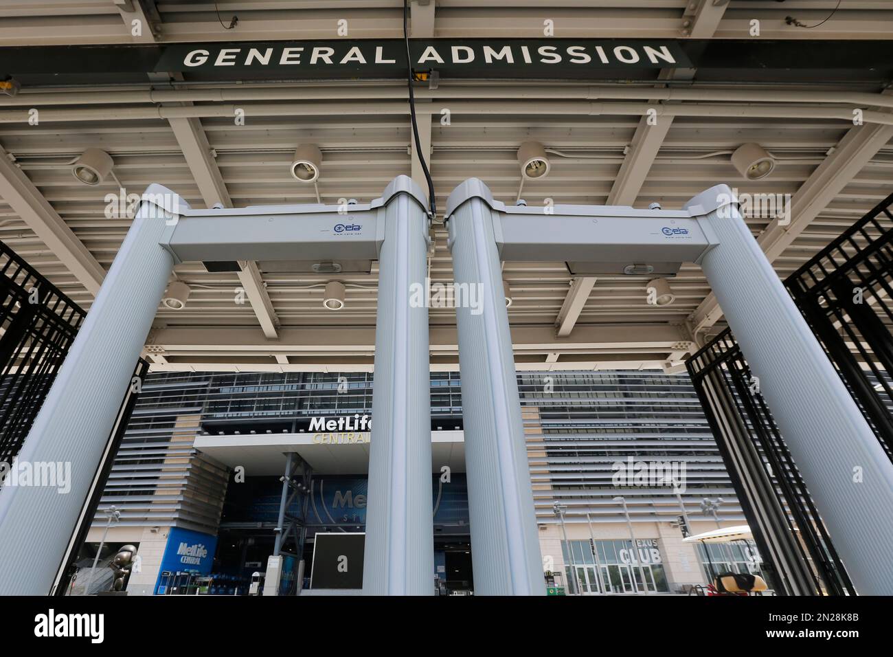 In this Thursday, May 28, 2015, photo, metal detectors stand at a gate ...