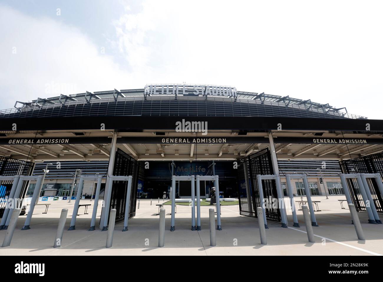 In this Thursday, May 28, 2015, photo, metal detectors stand outside at ...