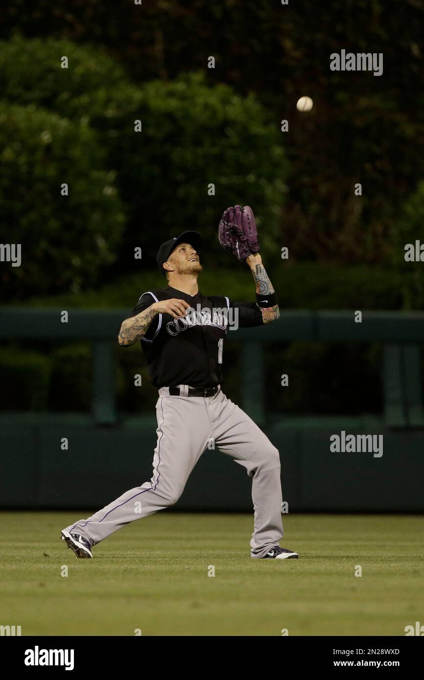 Colorado Rockies' Brandon Barnes in action during a baseball game ...