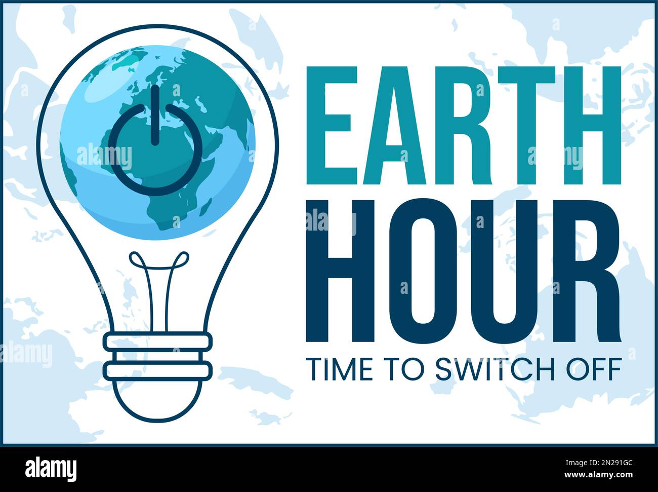 Happy Earth Hour Day Illustration with Lightbulb, World Map and Time to ...