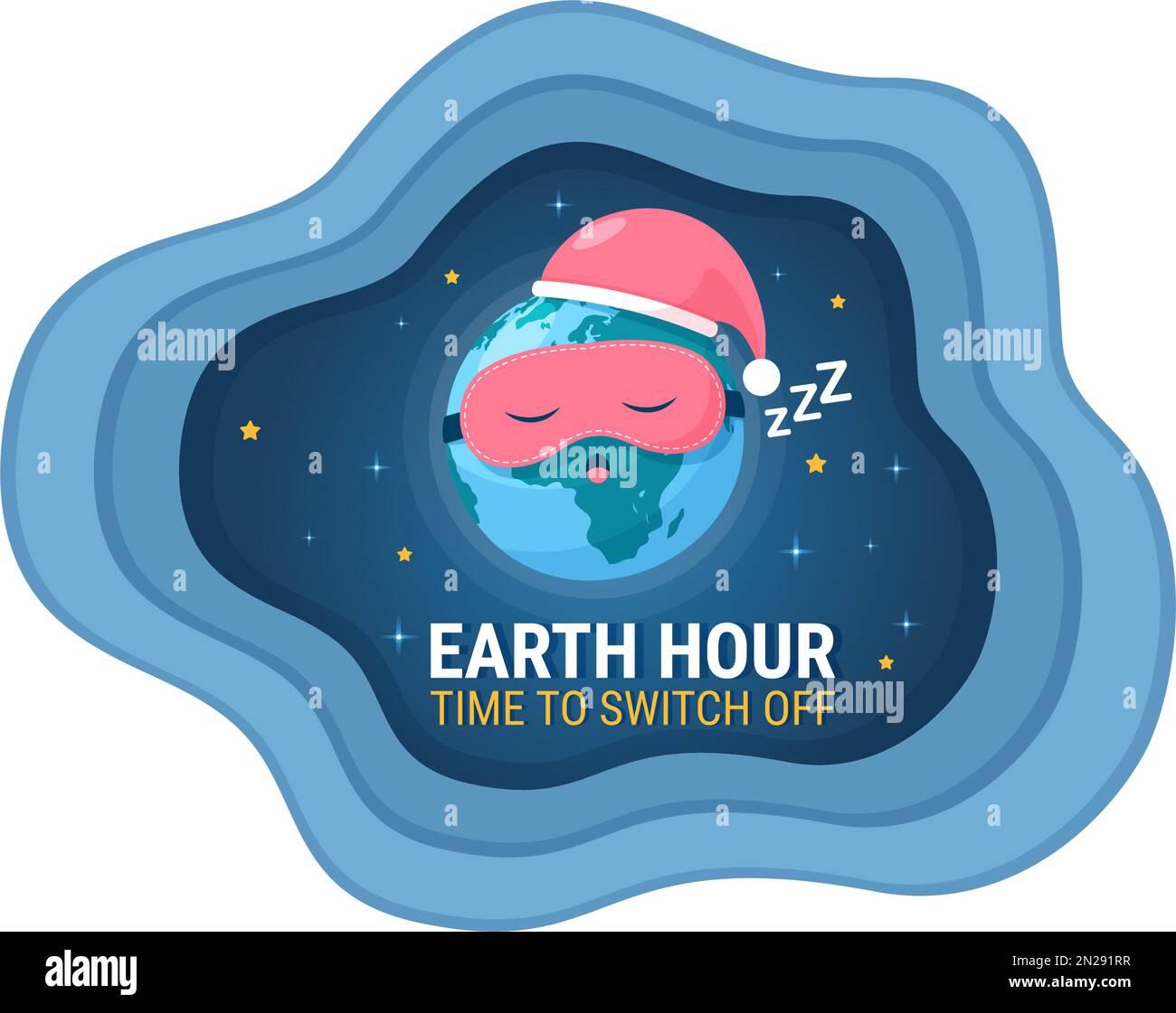 Happy Earth Hour Day Illustration with Lightbulb, World Map and Time to ...