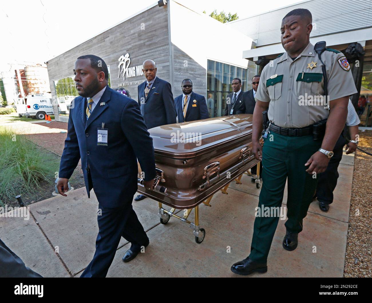 The casket bearing the body of blues legend B.B. King is wheeled out of ...