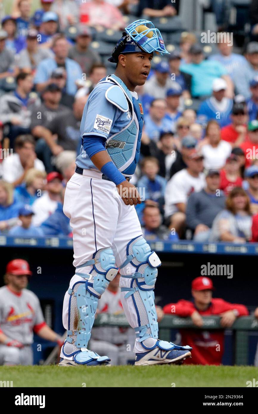 Kansas City Royals catcher Salvador Perez during the first inning of a ...