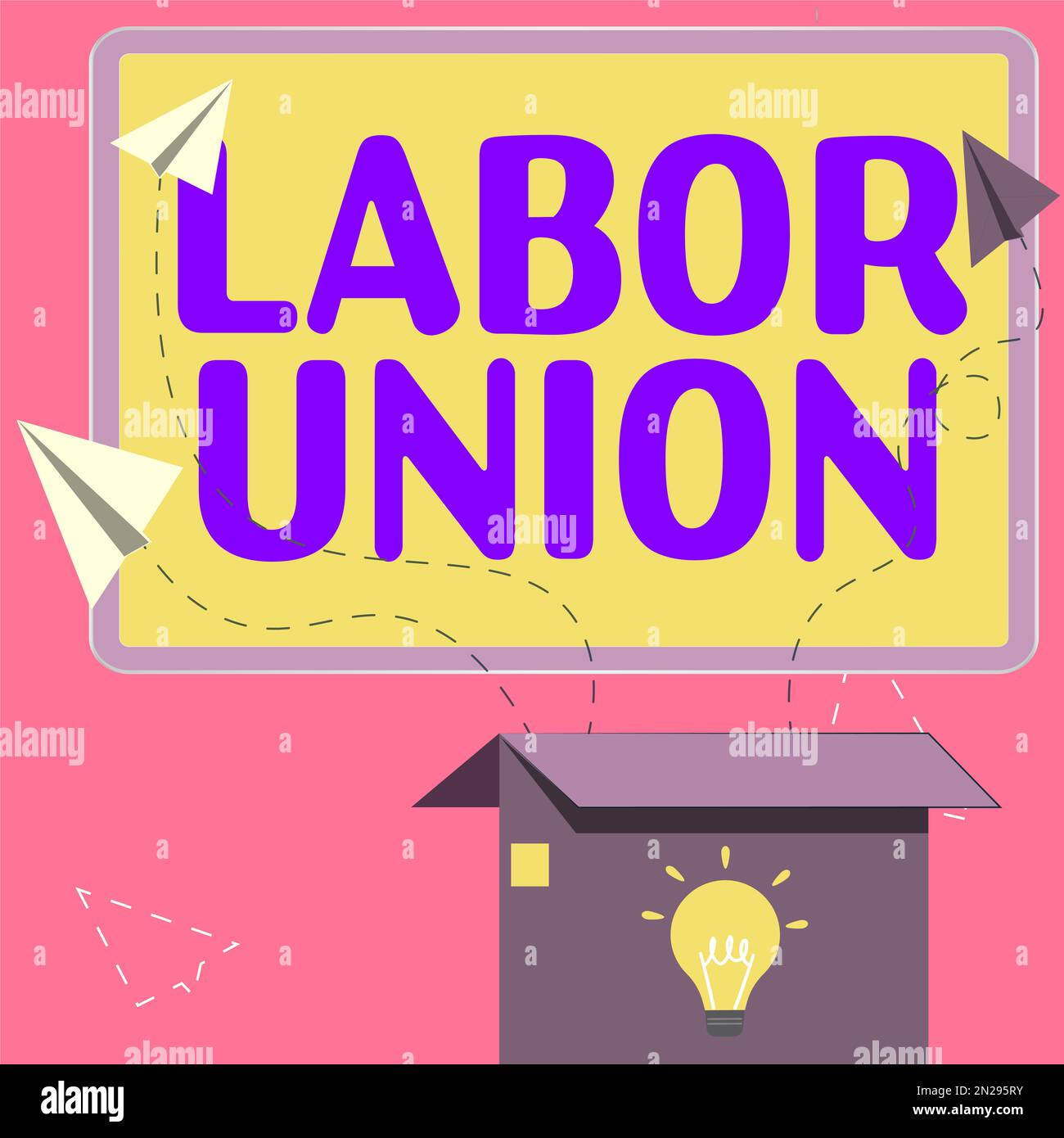 Sign displaying Labor Union. Business concept rules relating to rights ...