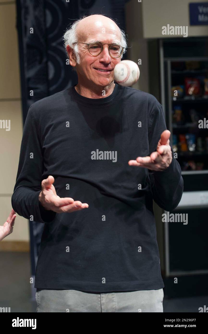 Larry David poses for a photo on the set of "Fish in The Dark" at the ...